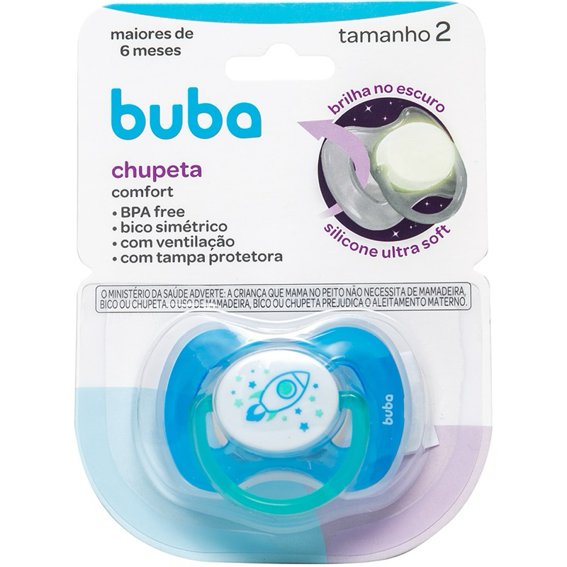 Chupeta Buba Comfort - Foguete tam 2 - Brilha no Escuro | Shopee Brasil