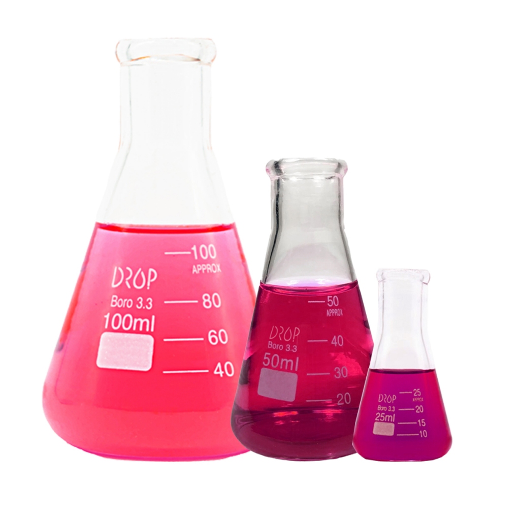 kit 3 Erlenmeyer De Vidro Boca Estreita Graduado | Shopee Brasil