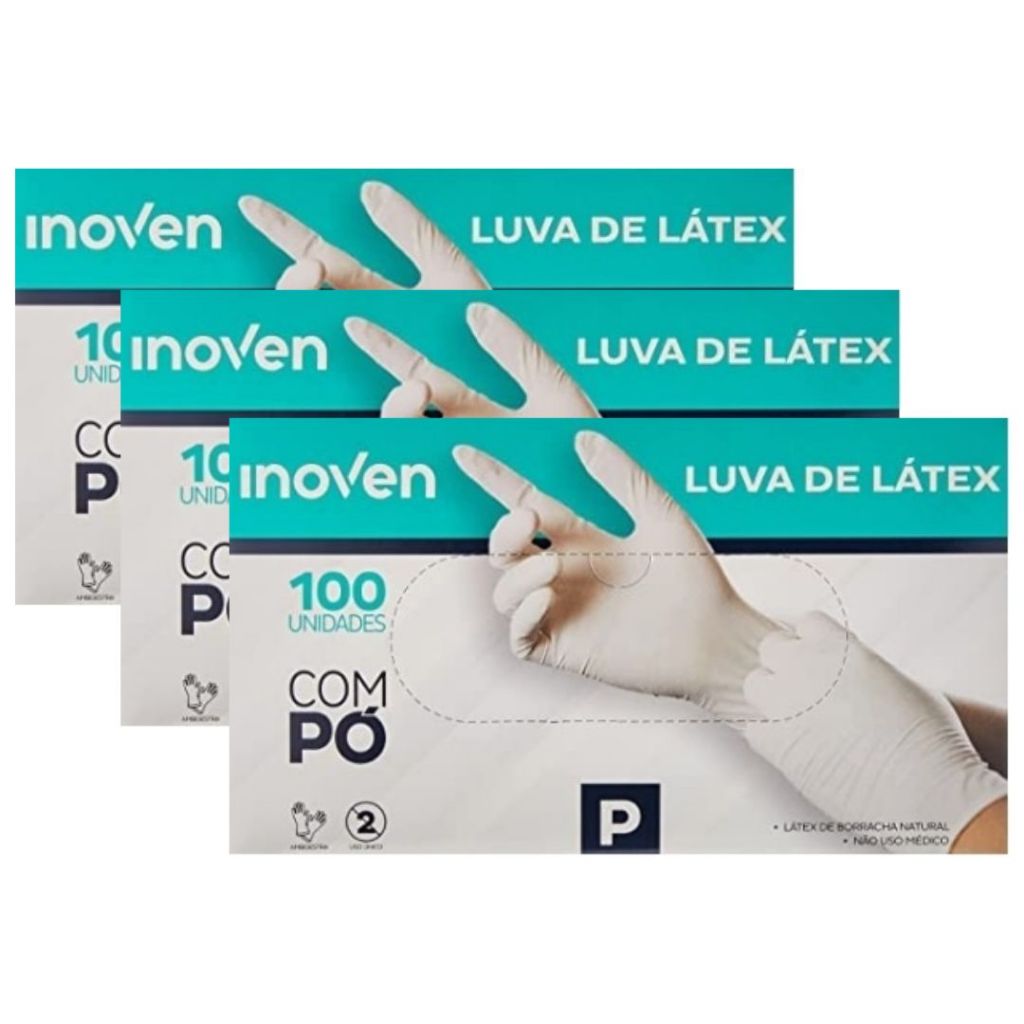Luva de Látex Com Pó Tamanho P Com 300 Unidades Inoven | Shopee Brasil