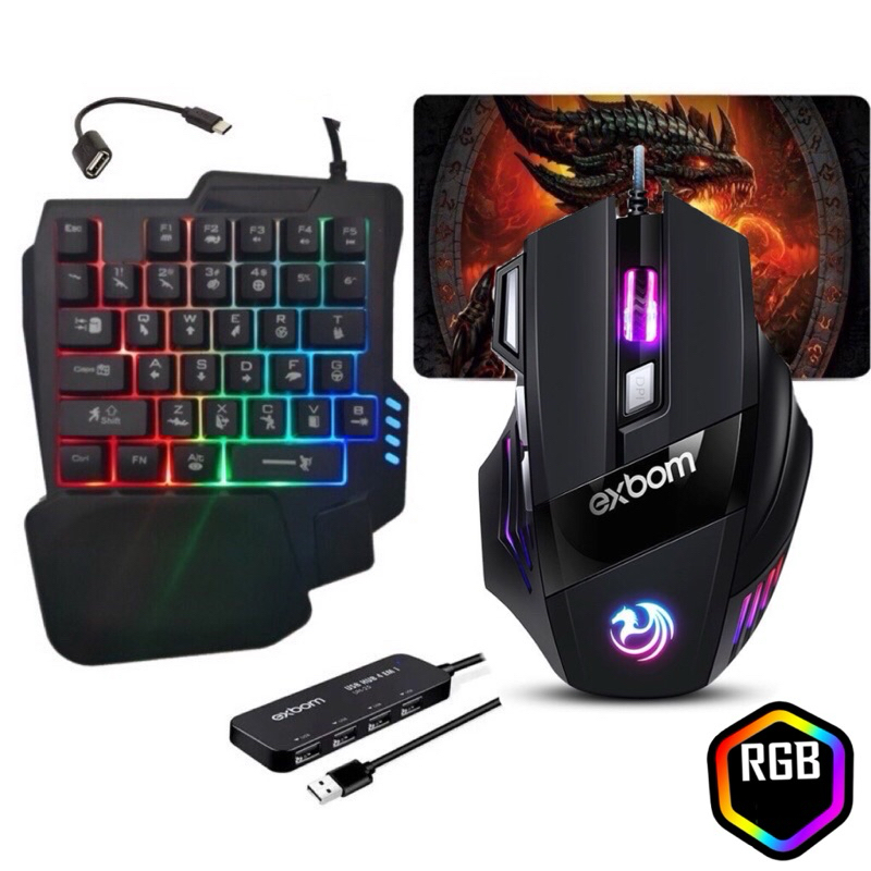 Kit Mobilador Gamer Completo Teclado One Hand E Mouse + Kit Celular + Mouse | Shopee Brasil