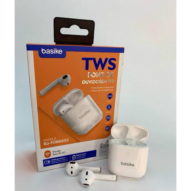 Fone de ouvido sem fio Bluetooth TWS basike (BA-FON6693) | Shopee Brasil
