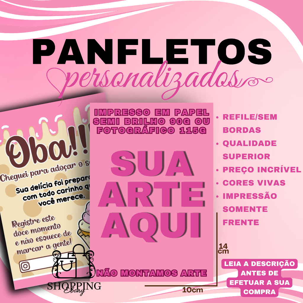 Panfletos Personalizados 10x14 - Papel SemiBrilho 90g ou Fotográfico 115g - Sem bordas ...