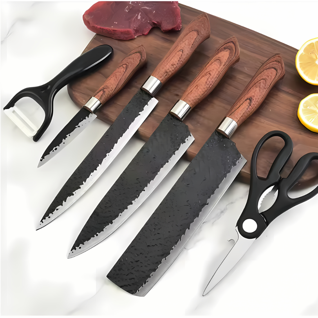 Kit De Facas Inox 6 Peças Antiaderente Com Cabo Reforçado Descascador E ...