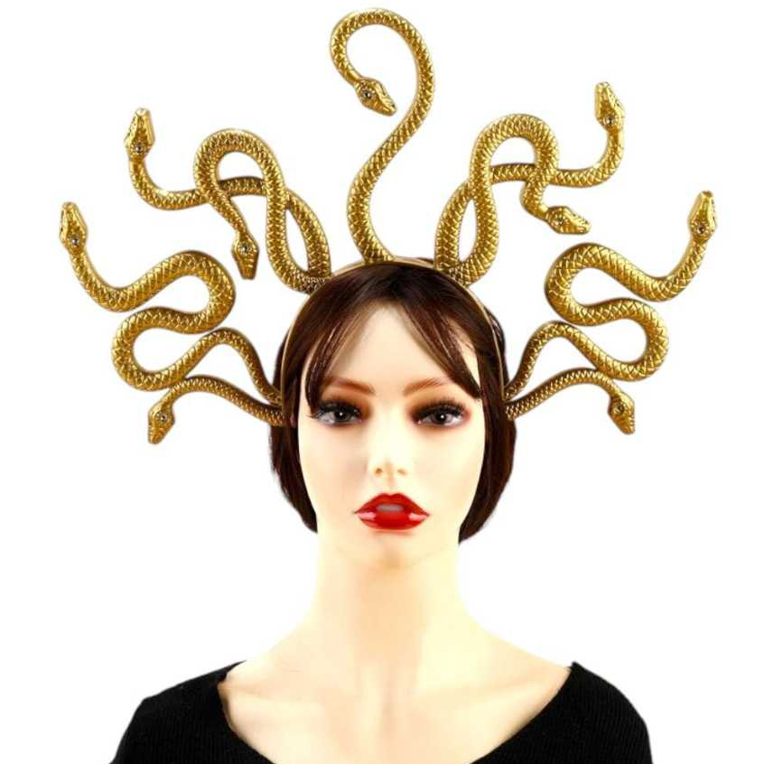 Tiara Medusa Cobra Serpente Dourada Grega Cleópatra Festa Fantasia Cosplay Carnaval Halloween ...