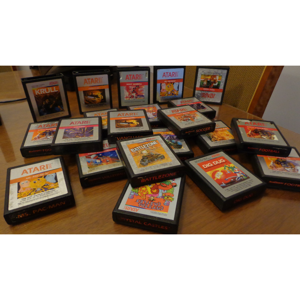 cartucho original atari 2600 iimportado label silver, pac-man, moon ...