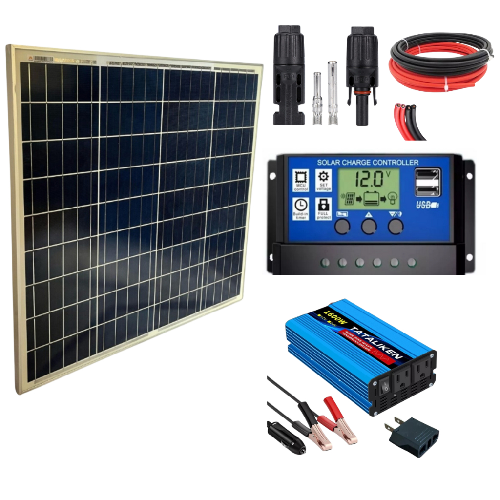 Kit Placa Solar Fotovoltaica 60w + Inversor + Controlador | Shopee Brasil