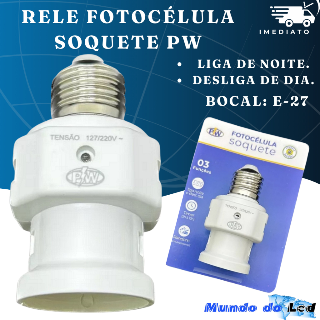 Rele Fotocelula Soquete Bocal E27 PW | Shopee Brasil