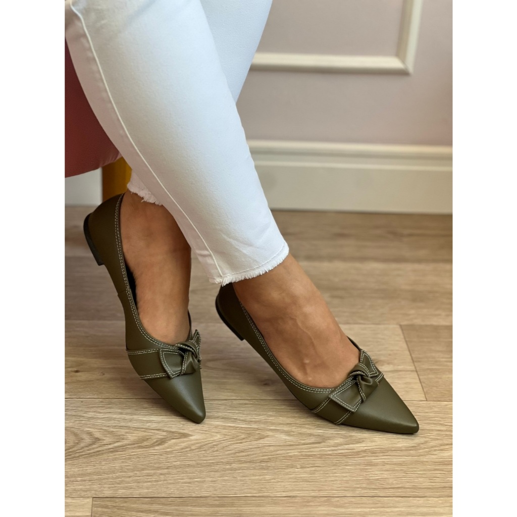 Sapatilha Feminina Bico Alongado Verde Moderna Confortável | Shopee Brasil