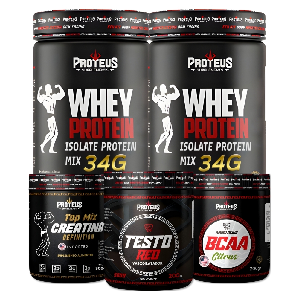 Whey Protein 1kg + Pré Treino Inductor + Creatina + Bcaa Bodybuilder ...