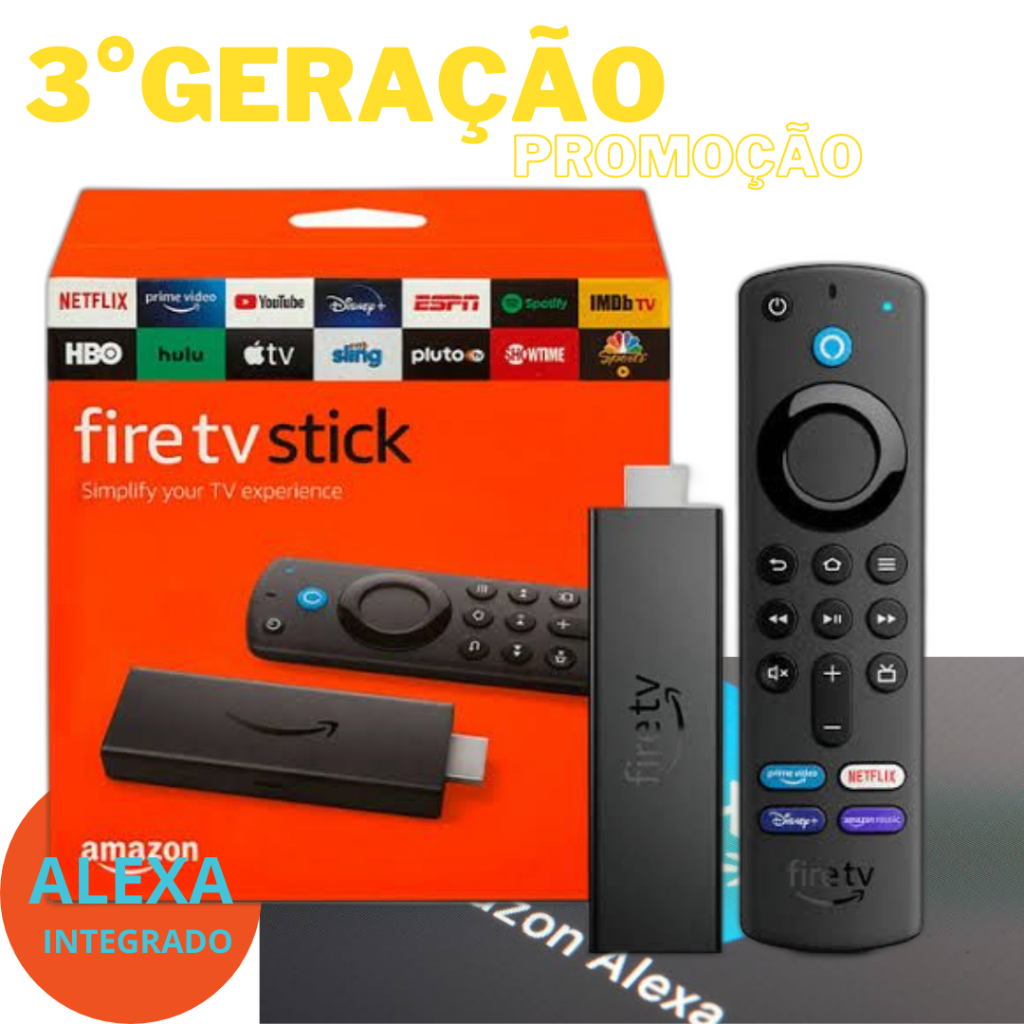 Fire stick 3°geração ORIGINAL LACRADO HD 1080P com alexa quad core ...