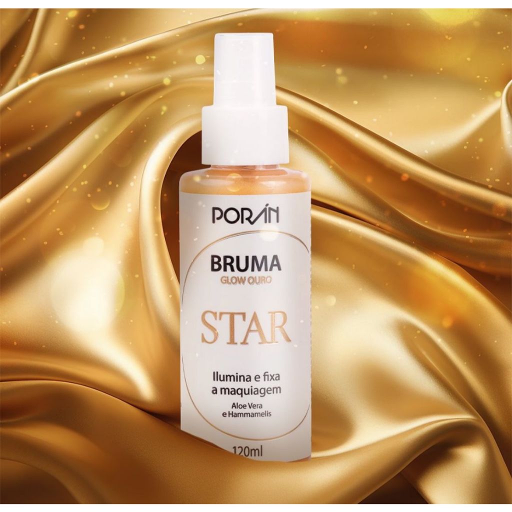 Bruma Glow Ouro Star - Porán - Fixa - Ilumina - Hidrata | Shopee Brasil