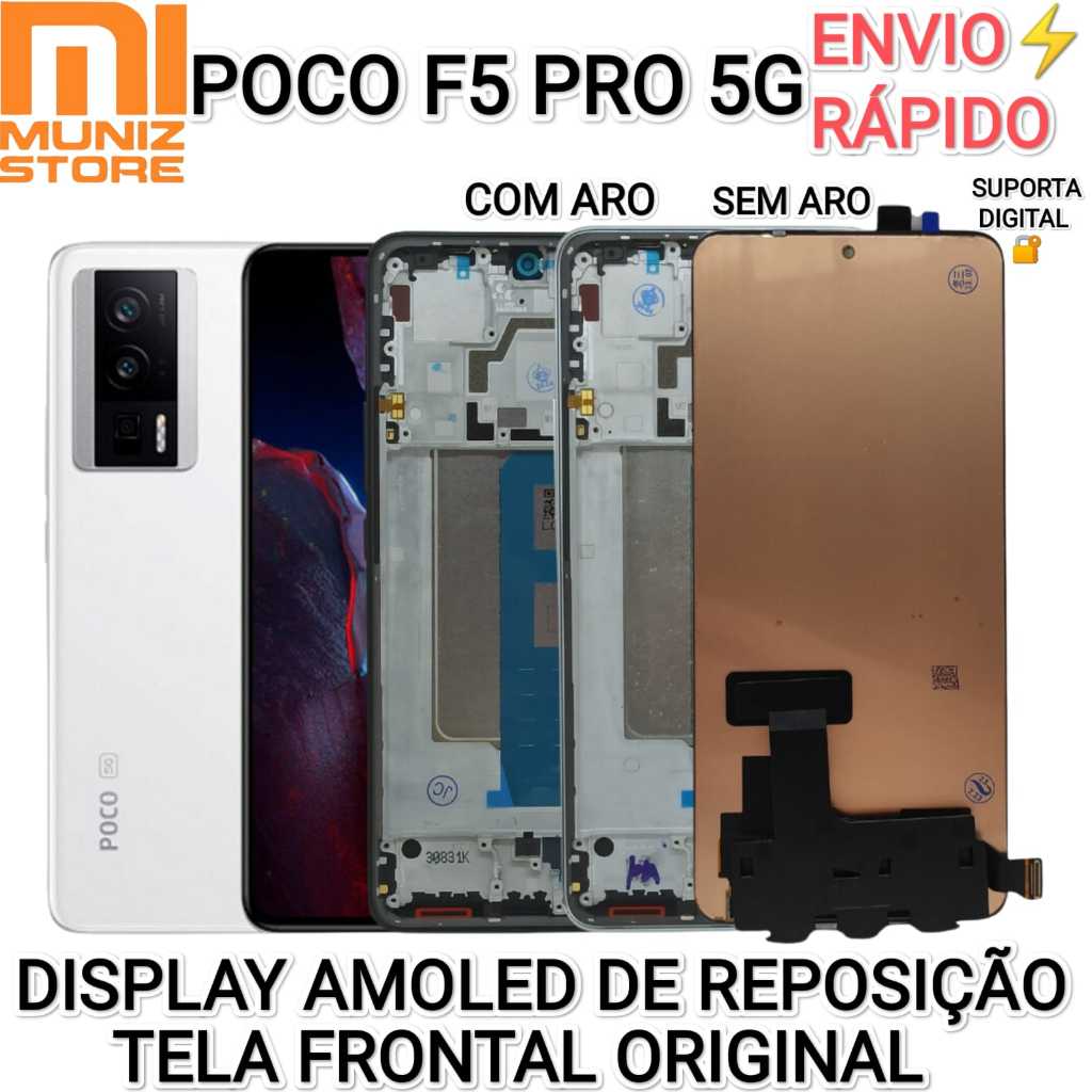 Display Poco F5 Pro 5G Tela Amoled Digital com Moldura ou Sem Aro Original Frontal Chassi Oled ...