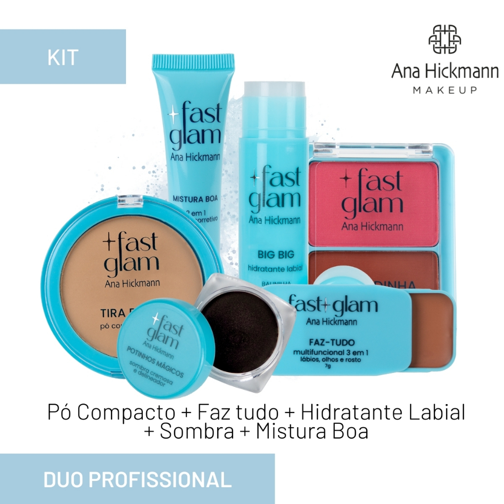 Kit Completo Fast Glam Blush + Pó Compacto + Base 2 em 1 + Faz Tudo ...