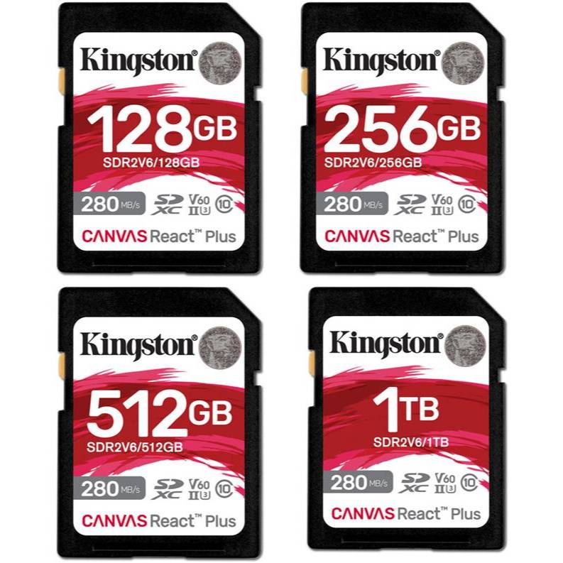 Kingston SDXC Canvas React Plus UHS-II V60 280MB/s SD Memory Card 128GB 256GB | Shopee Brasil