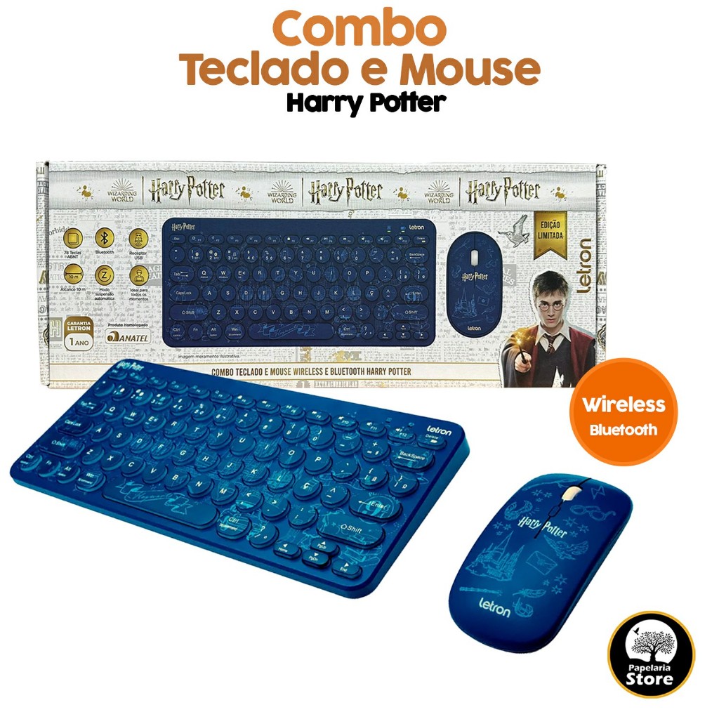 Kit Teclado E Mouse Harry Potter Sem Fio Combo Gamer ABNT Wireless 2 ...