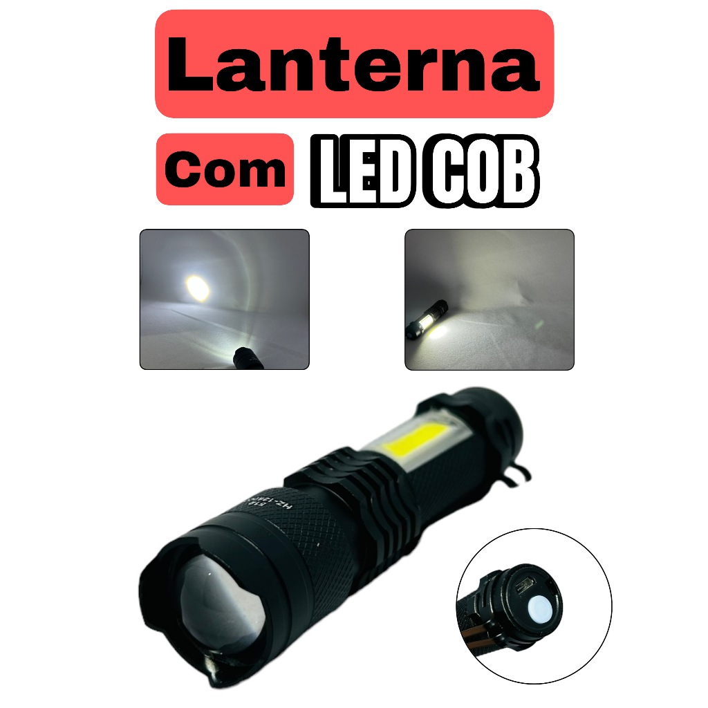 Mini Lanterna Tatica Led Luz Forte Zoom Recarregável Usb (COD-HZ1068 ...