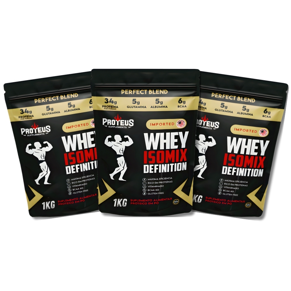 Whey Protein Isolado Mix 34g Proteina - 03 Saches de 1kg - Proteus ...