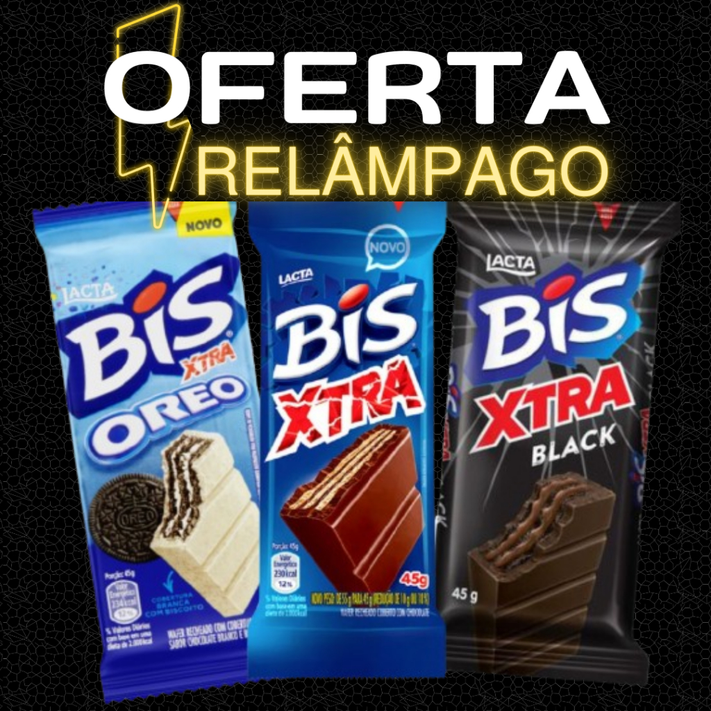 Bis Xtra Lacta 45g Sabores Ao Leite Black Oreo | Shopee Brasil