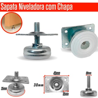 Kit 10 Unidades Pés Nivelador Para Móveis C/ Placa Ajustavel Pézinho ...