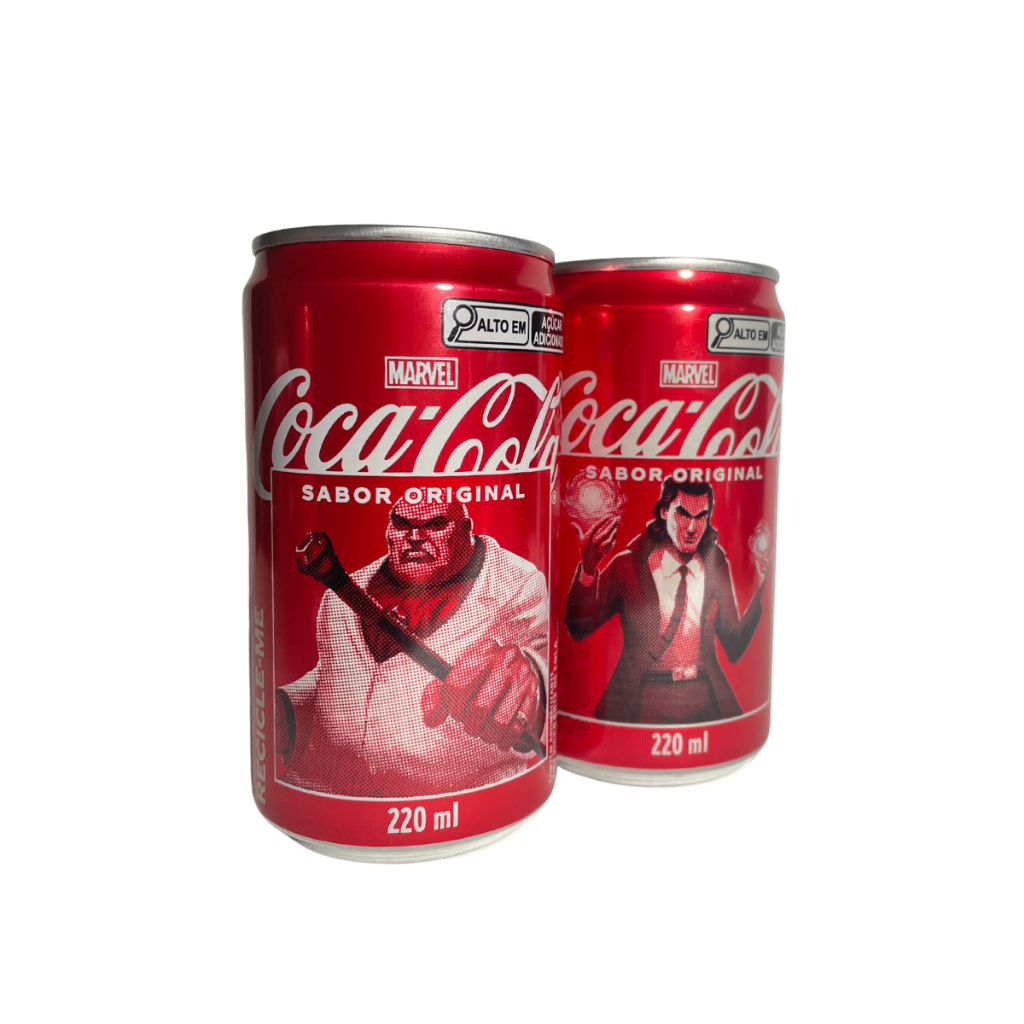 Kit 2 Latas de Coca Cola Loki e Rei do Crime Edição Limitada - Marvel ...