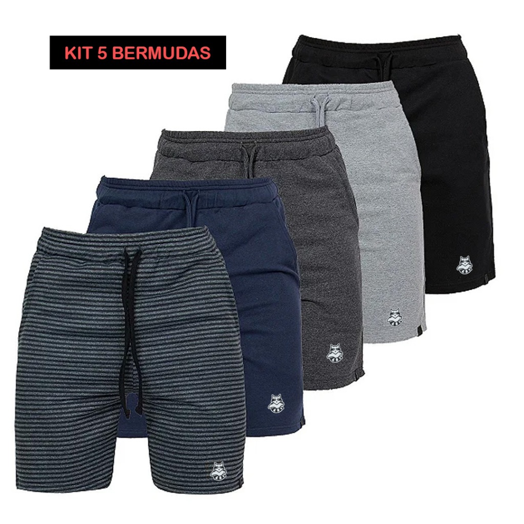 Kit 5 Bermudas de Moletom Premium - Escorrega o Preço