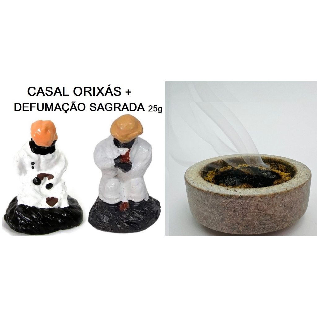 Kit par Mini Orixas + Defumação Sagrada da Umbanda sem Brasa 25 gr Axe ...