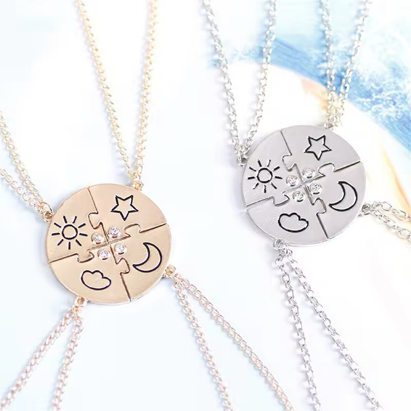 Colar 4 Amigas Sol Lua Estrela e Nuvem BFF Prata | Shopee Brasil