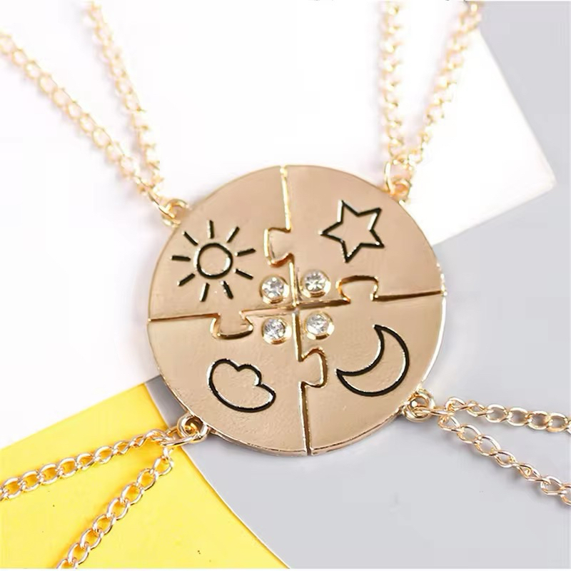 Colar Da Amizade Sol Lua Estrela e Nuvem Colar Prata Melhores Amigas 4 ...