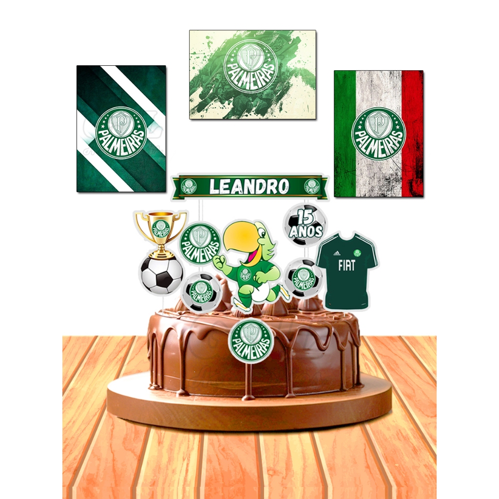 Kit Time Palmeiras Topo Topper De Bolo + 3 Banners Posters ...