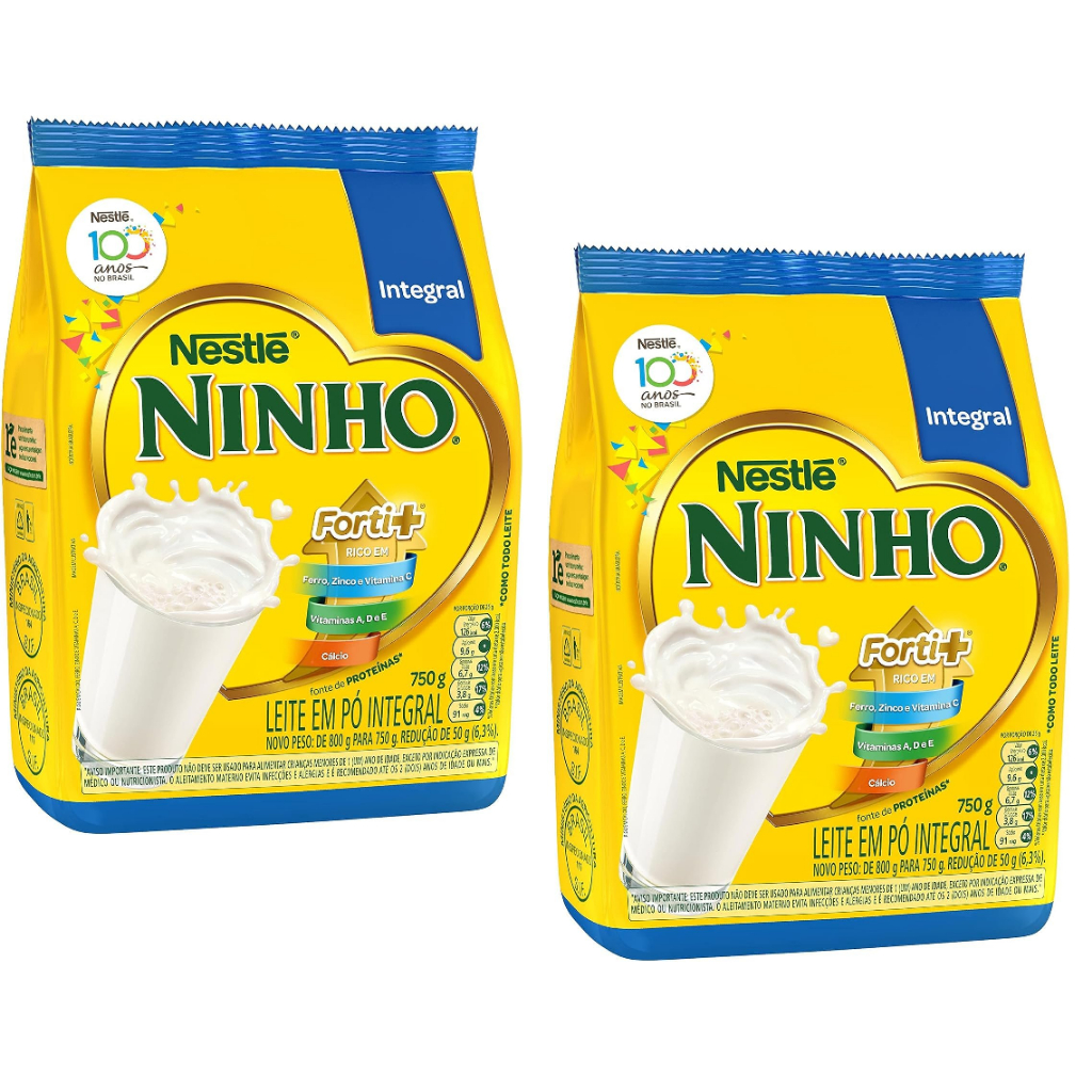 Leite Ninho ou Composto Lácteo Ninho Forti+ Pacote 2 pacotes 750g ...