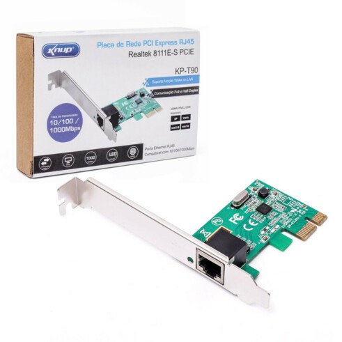 Placa Rede Pci-express 10/100/1000 Rj45 Chipset Realtek RTL8111C Knup ...