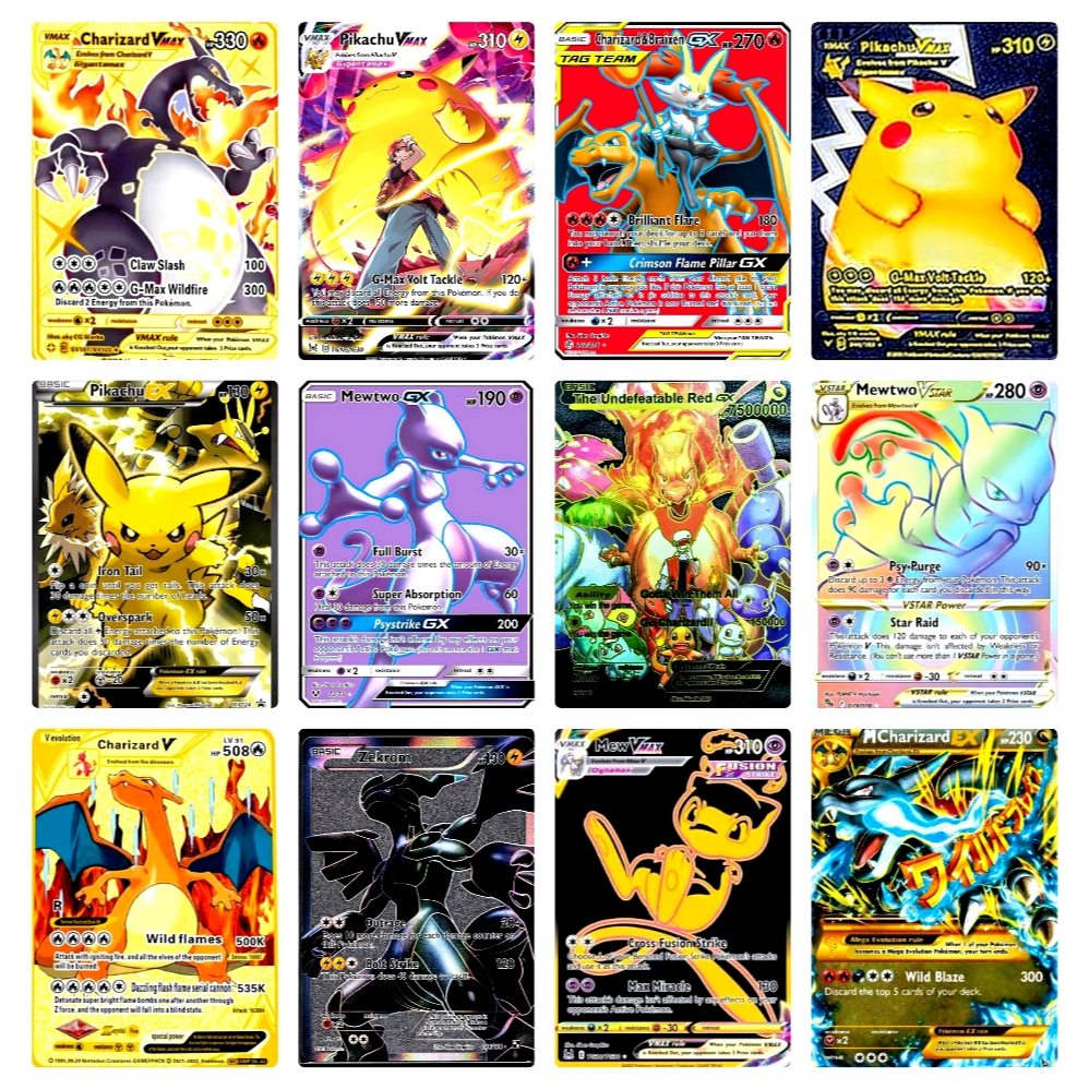 40 Cartas Pokemon Ouro Douradas Cartas Pokemon Black Cartas Pokemon ...
