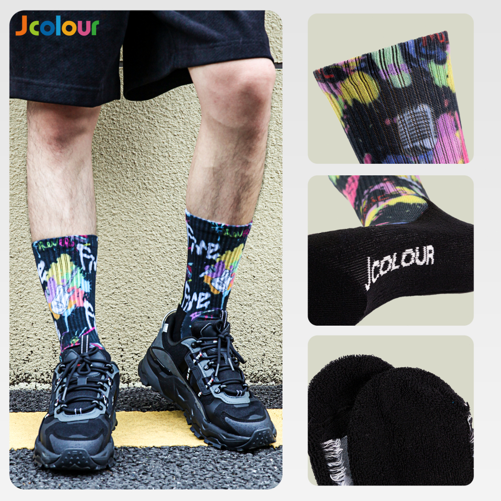 Jcolour 3 pares Meias Masculinas Juventude Algodão Anti-odor Esportivas Estilo Street INS Meias ...