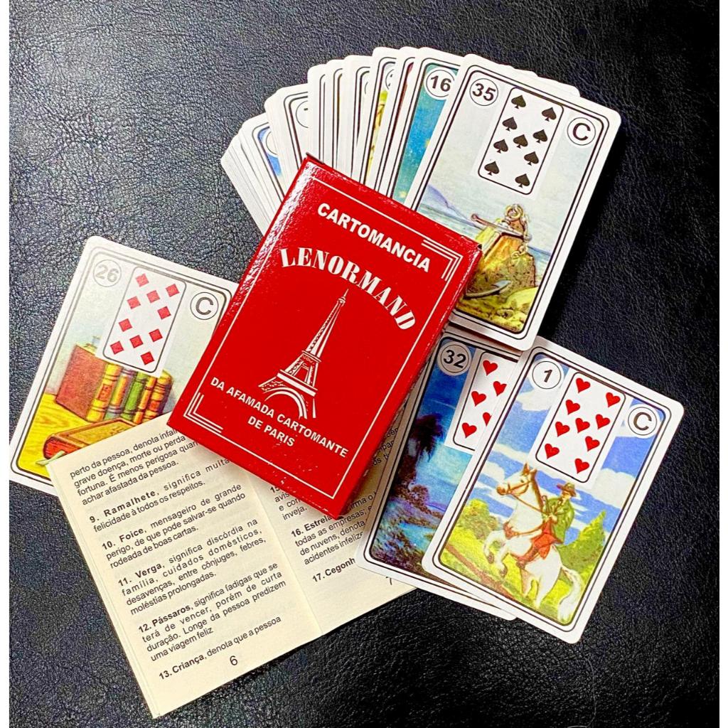 Baralho Jogo de Cartas CARTOMANCIA LENORMAND com manual de explicação ...