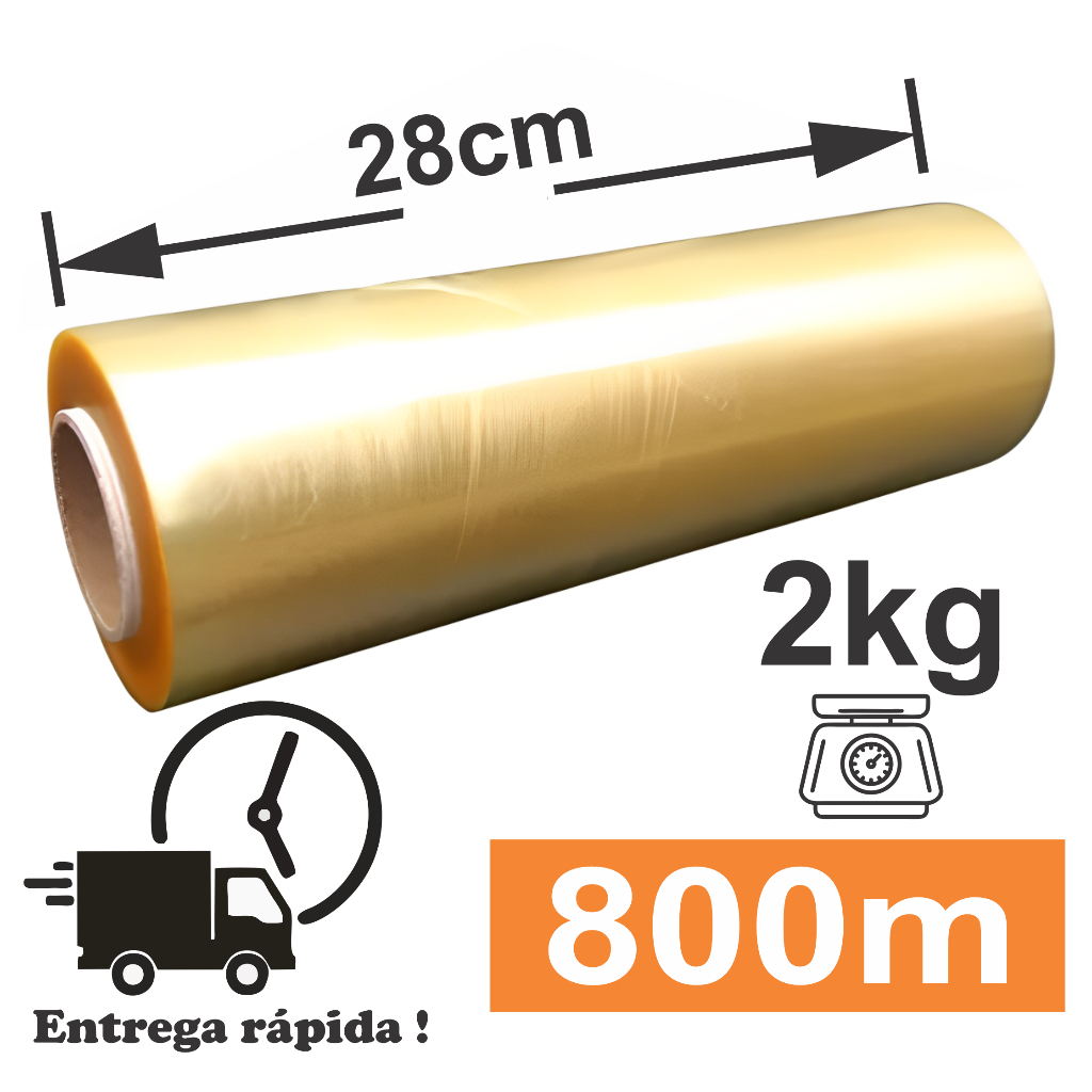 Rolo Bobina Plastico Filme Pvc Esticavel Resistente 28cm X 800m 2kg ...