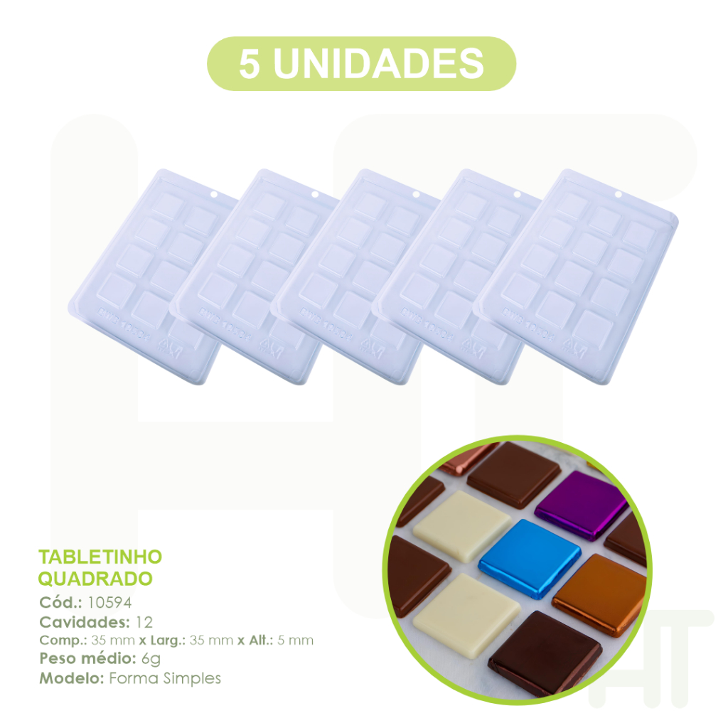 Forma Quadradinho - KIT com 5 e 10 unidades - Forma Para Chocolate ...