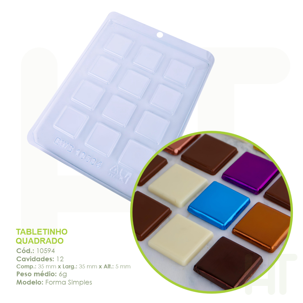 Forma Quadradinho - KIT com 5 e 10 unidades - Forma Para Chocolate ...