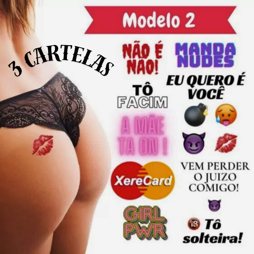 Kit 3 Tatuagens Temporárias Íntimas Carnaval Sexy Depilação Kit Sedução