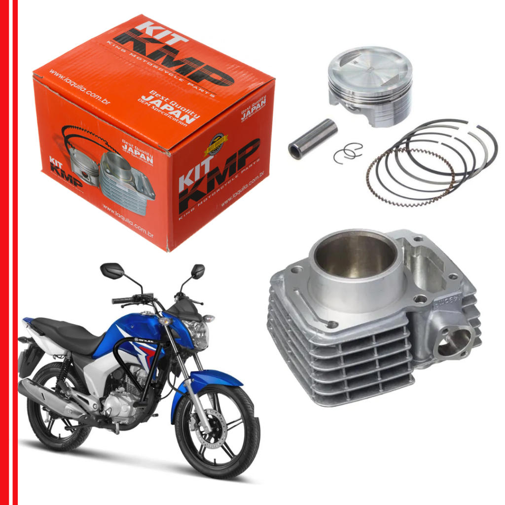 Kit Cilindro Motor Pistao e Aneis KMP Honda Cg 150 todas | Shopee Brasil