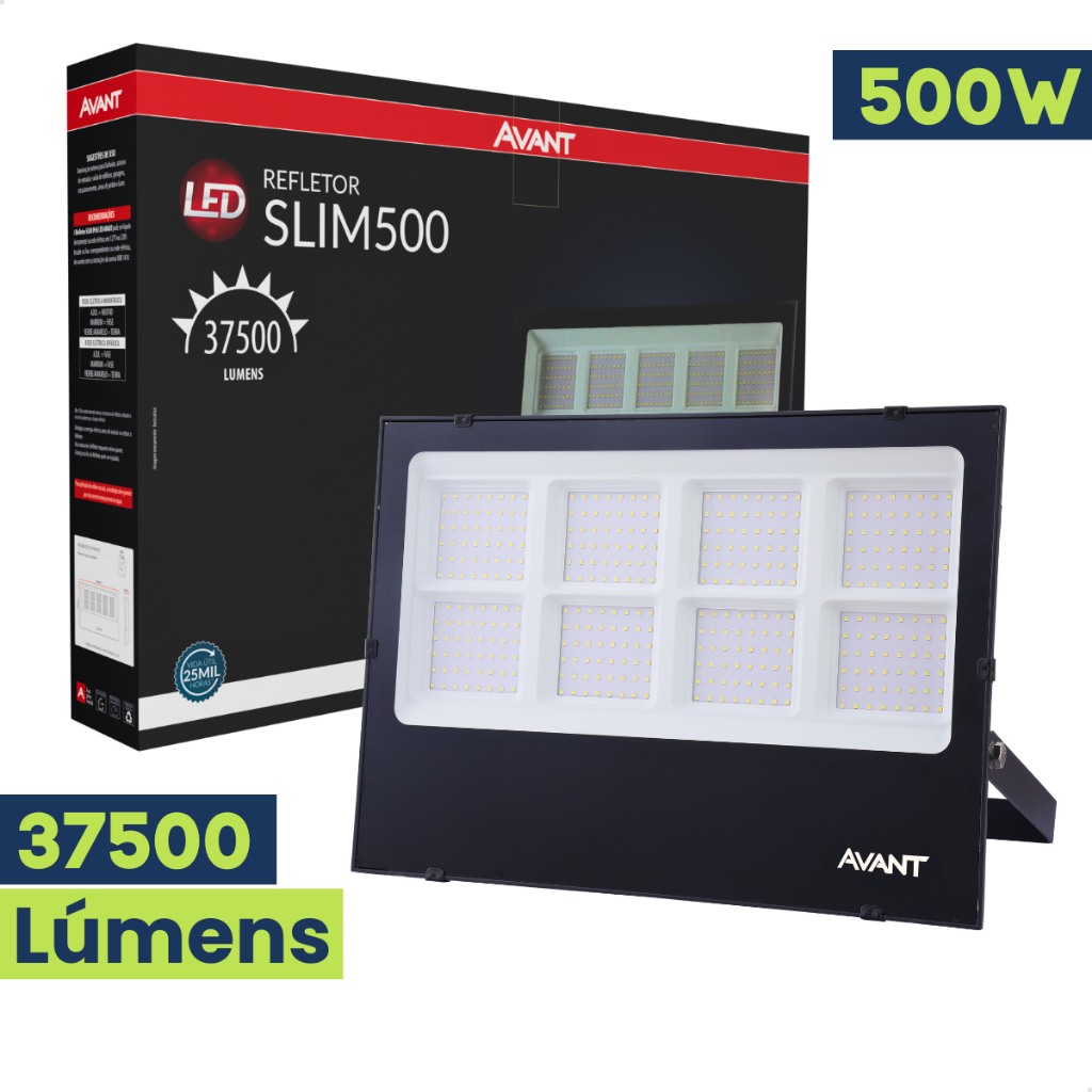 Refletor 500w Holofote Led Slim Avant Bivolt IP65 Luz Fria 6500k 37500 ...
