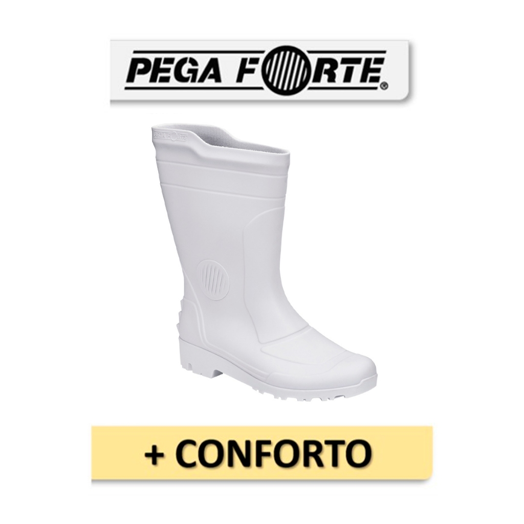 Bota Galocha Cano Medio PVC FORRADO Pega Forte Grendene Preta ou Branca ...