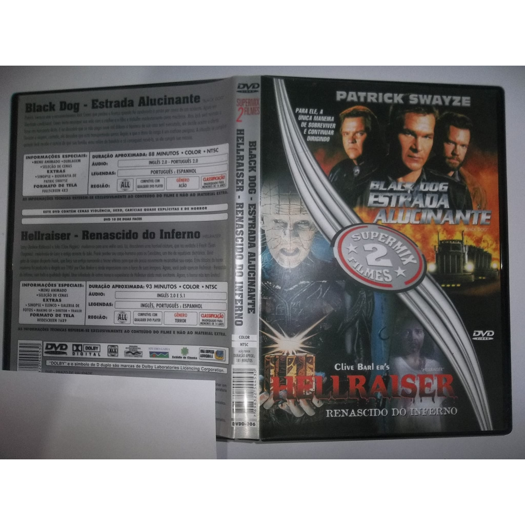 dvd estrada alucinante patrick swayze e hellraiser renascido do inferno ...