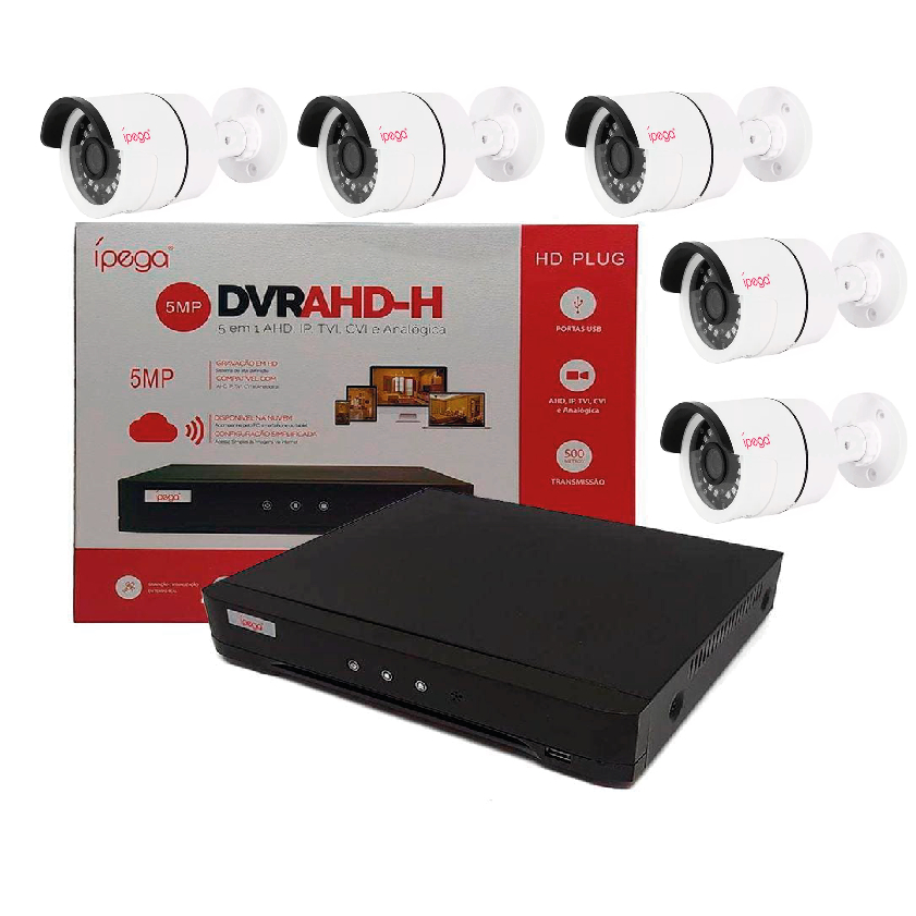 Kit de Segurança Vigilância Completo DVR 16 Canais + 5 Câmeras 780p ...