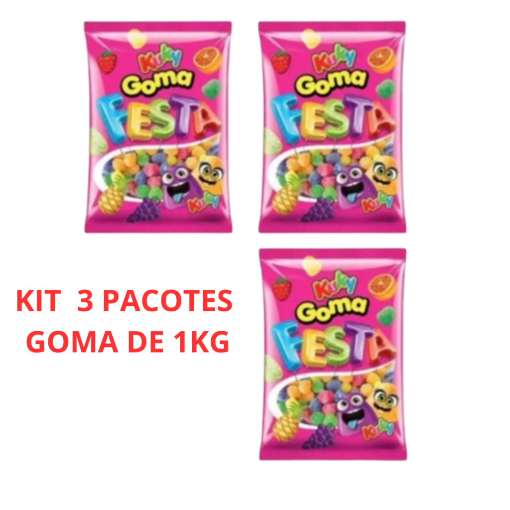 Kit 3 Pacotes de Bala de Goma Sino Kuky de 1 kg Sabores Sortidos ...