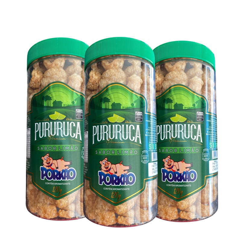 Kit 3 Pururuca Porkão Limao 120g cada | Shopee Brasil