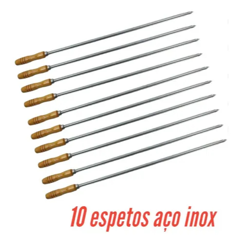 10 Espetos Para Churrasco 85cm Em Aço Inox | Shopee Brasil