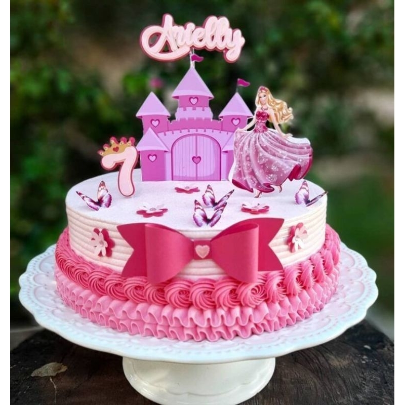 Barbie Topo Topper bolo Barbie castelo personalizado pegue e monte ...
