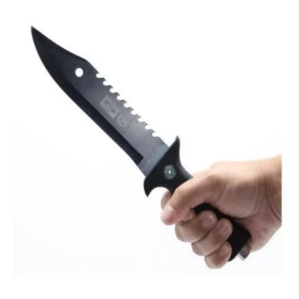 Faca Militar Tatica Rambo Com Bussola Bainha Caça Pesca | Shopee Brasil