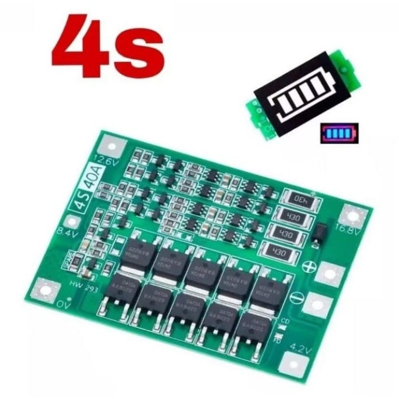 Kit bms 4s 40a 16.8v com indicador de carga | Shopee Brasil