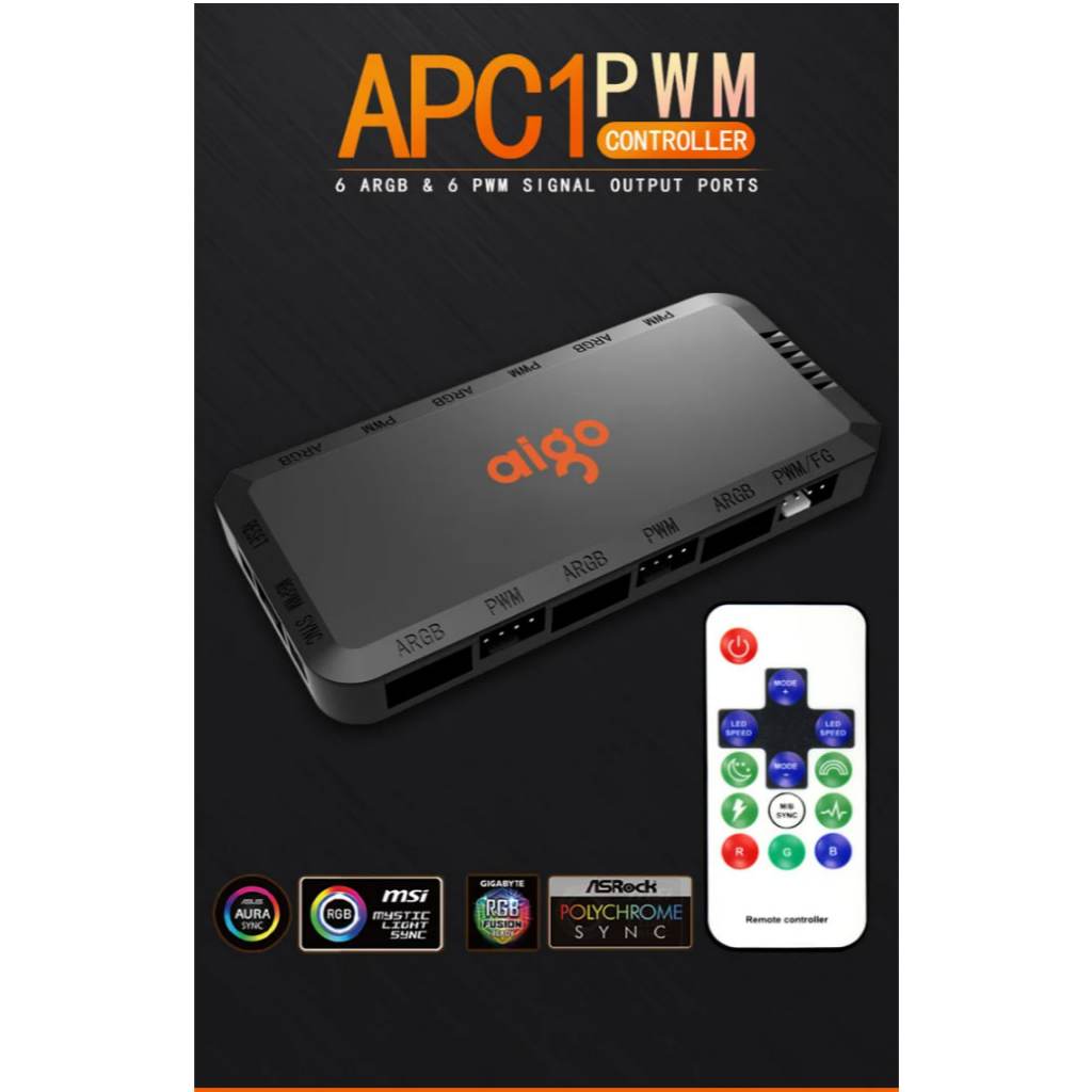 Controladora AIGO APC1 ARGB 5v 3 Pinos Hub 6 Portas Controlador Pwm 4 ...